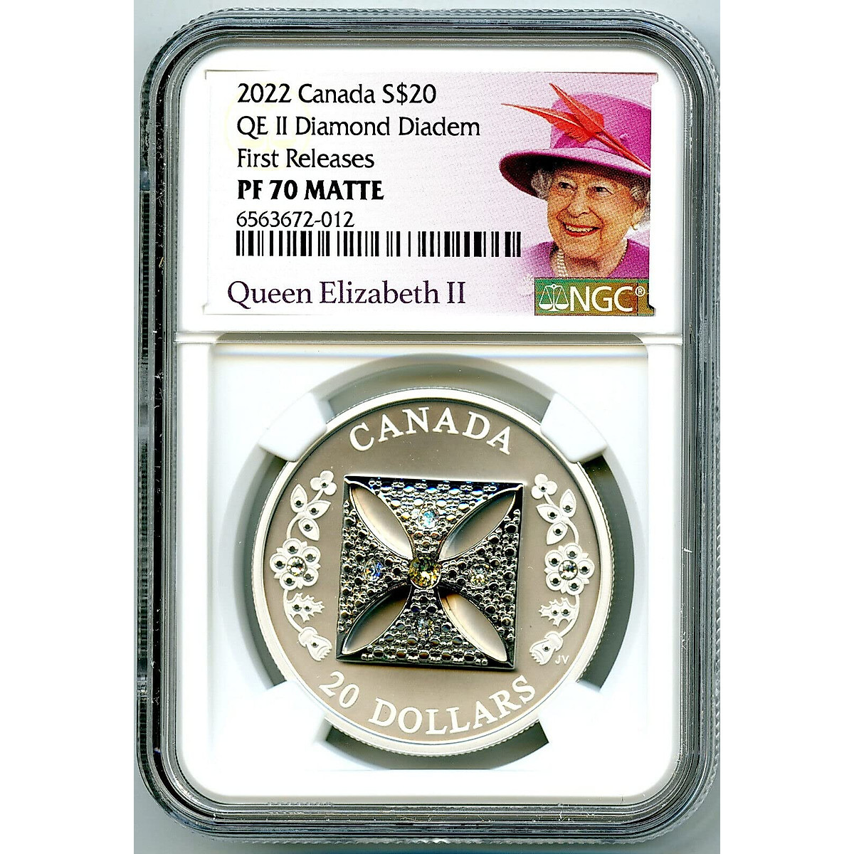 2022 CA CANADA QUEEN ELIZABETH II QEII DIAMOND DIADEM FIRST RELEASES SILVER PROOF COIN $20 NGC PF70