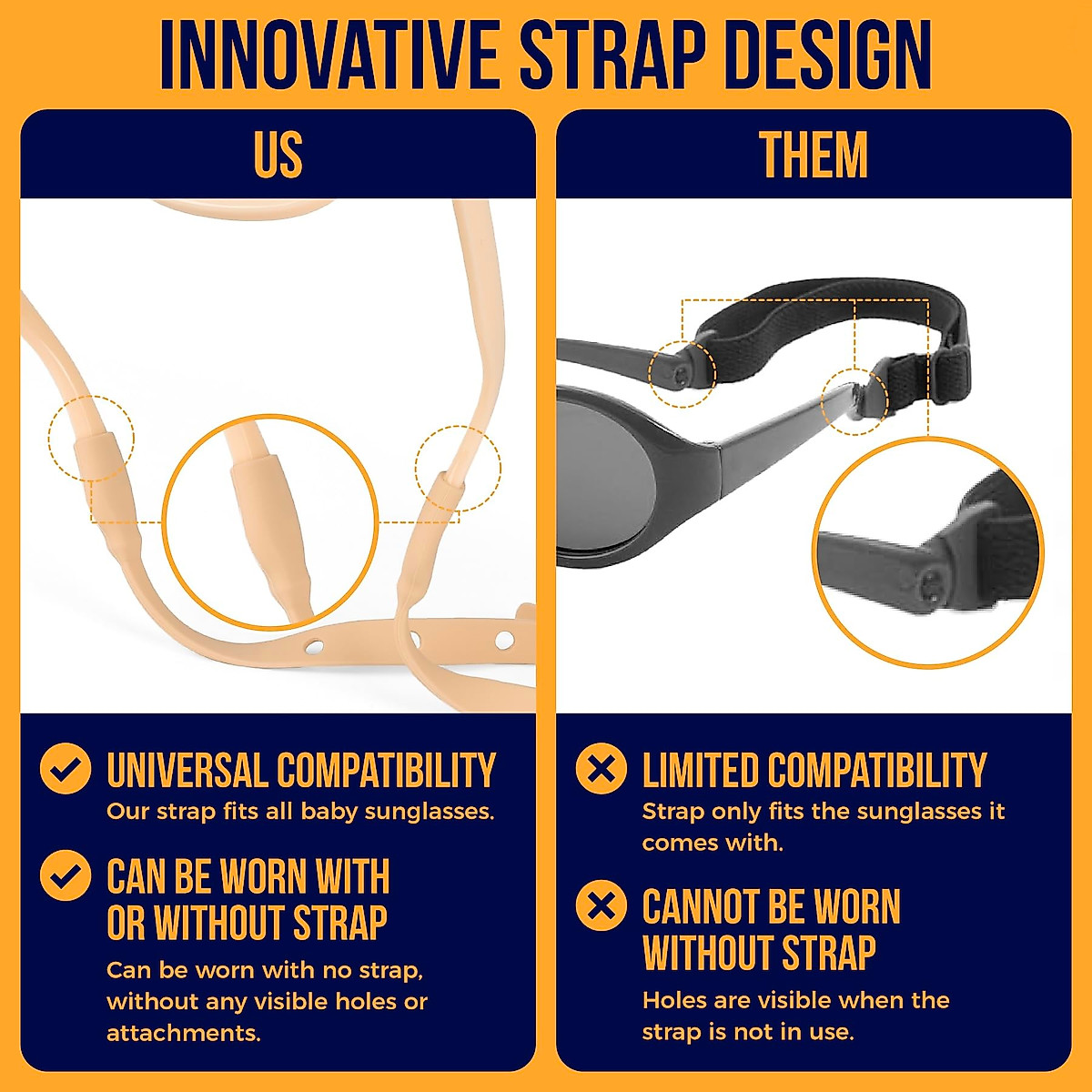 Polarized Baby Sunglasses With Strap - Unbreakable Flexible Infant Sunglasses For Toddlers Newborns 0-24 Months