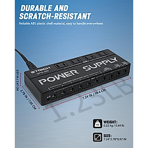 STRICH SPS-20 Guitar Power Supply 10 Isolated DC Output for 9V/12V/18V Effect Pedal
