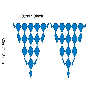 131 Feet Oktoberfest Bavarian Banner Flag- 4 Packs Oktoberfest Bavarian Blue White Pennant Banner for German Oktoberfest Themed Party Decorations