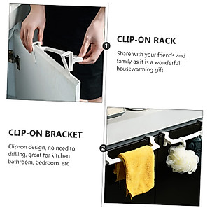 KONTONTY 4pcs Door Hook Over Door Towel Bar Cabinet Hooks Towel Hooks Wall Mounted Towel Holder Kitchen Dish Cloth Storage Rod Towel Shelf for Bathroom Towel Rack for Cabinet Hanger White