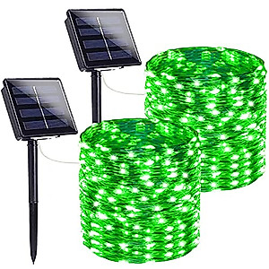 Green Solar String Lights Outdoor, 2-Pack 72FT 400 LED Solar Waterproof Lights Outdoor/Indoor, Fairy Twinkle Lights for Christmas Decorations Bedroom Party Wedding Garden Patio Tree (Green)