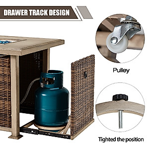 GYUTEI Outdoor Propane Gas Fire Pit Table,44in 50,000 BTU Auto-Ignition Gas Fire Table w/CSA Certification(Excluding Glass Wind Guard),Outdoor Fire Pit for Garden Patio(Grey)