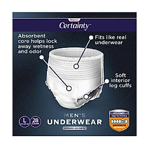 Walgreens Certainty Men's Underwear, Maximum Absorbency Large 28.0ea