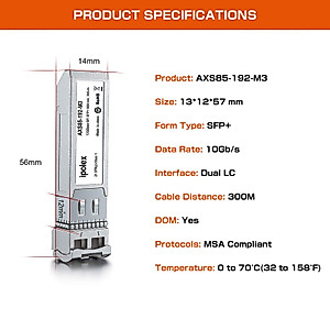 ipolex 10G SR SFP+ LC Multimode Transceiver, 10GBase-SR Fiber Module for HPE ProCurve J9150A/HPE Aruba JL748A/J9150D/J9150DCM (MMF, 850nm, 300m)