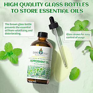 EVOKE OCCU Peppermint Oil 4 Fl Oz, Pure Peppermint Essential Oil for Hair, Skin, Diffuser - 118ml