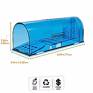Humane Smart No Kill Mouse Trap, Cruelty Free Live Catch and Release, Easy to Set for Small Rodents Such as Mouse Mice Vole Mole Chipmunk, Reusable for Kitchen Garden Storage Garage (Blue - (2 pcs))