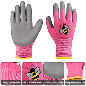 12 Pairs Kids Gardening Gloves Children Yard Work Glove Rubber Coated Garden Gloves for Girls Boys Toddlers Youth Outdoor (Medium (Age 6-8))