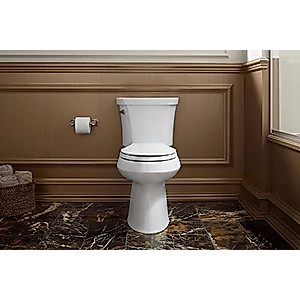 KOHLER K-4636-0 Cachet Elongated, Grip-Tight Bumpers, Quiet-Close Release Hinges, Quick-Attach Hardware, No Slam Toilet Seat, White