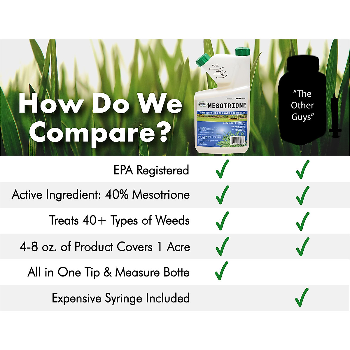 Liquid Harvest Mesotrione - 32oz - Mesotrione Concentrate (Compare to Tenacity) - Pre and Post-Emergent Weed Killer for Lawn and Turf Grasses