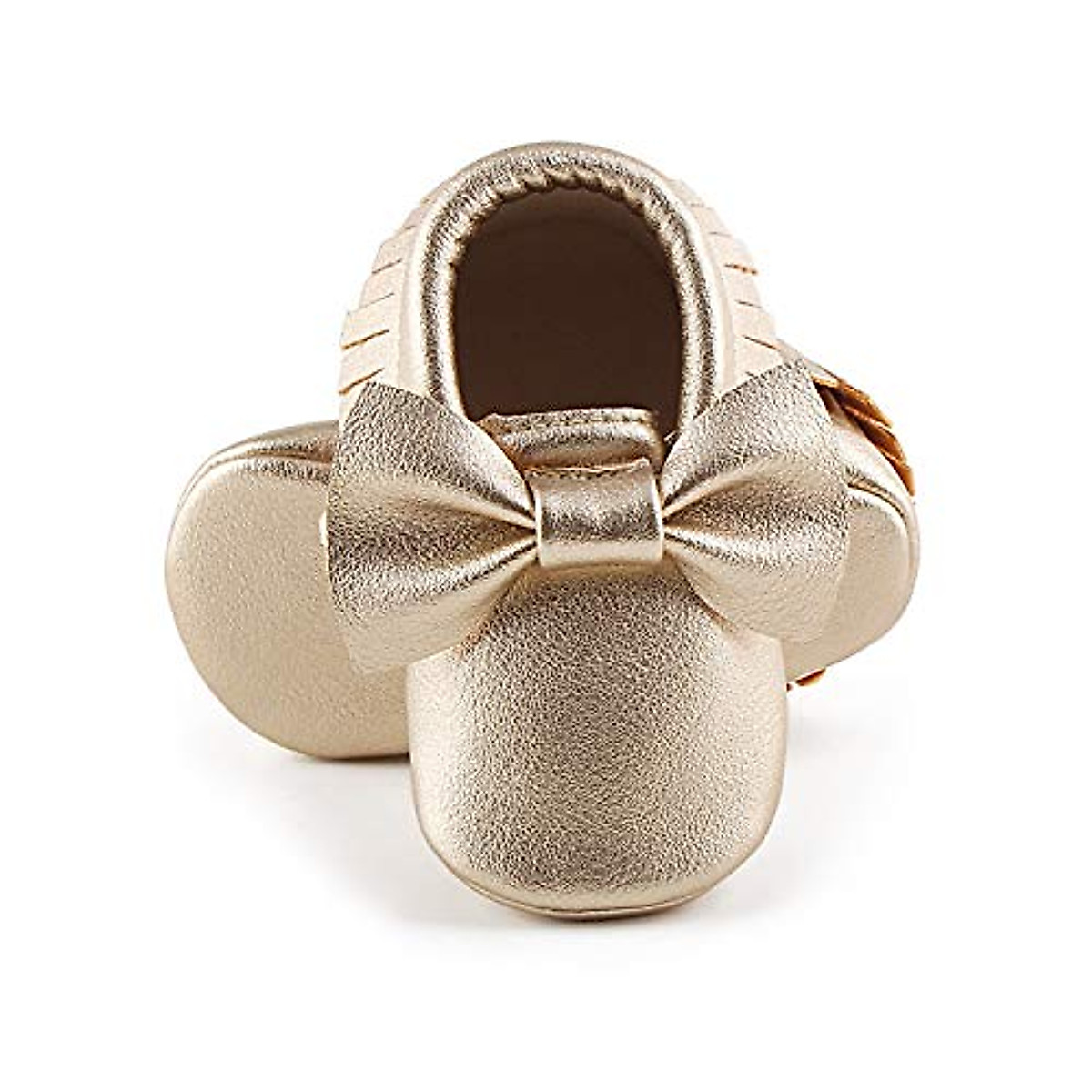 OOSAKU Infant Tolddler Baby Soft Sole PU Leathe Bowknots Shoes (6-12 Months, Gold)