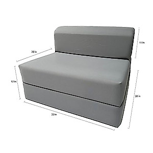 D&D Futon Furniture Gray Sleeper Chair Folding Beds, Convertible Studio Sofa Bed, High Density Foam (70 x 32 x 6 in Thick)