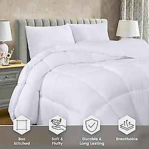 Utopia Bedding Comforter Duvet Insert - Quilted Comforter with Corner Tabs - Box Stitched Down Alternative Comforter (Twin, White)