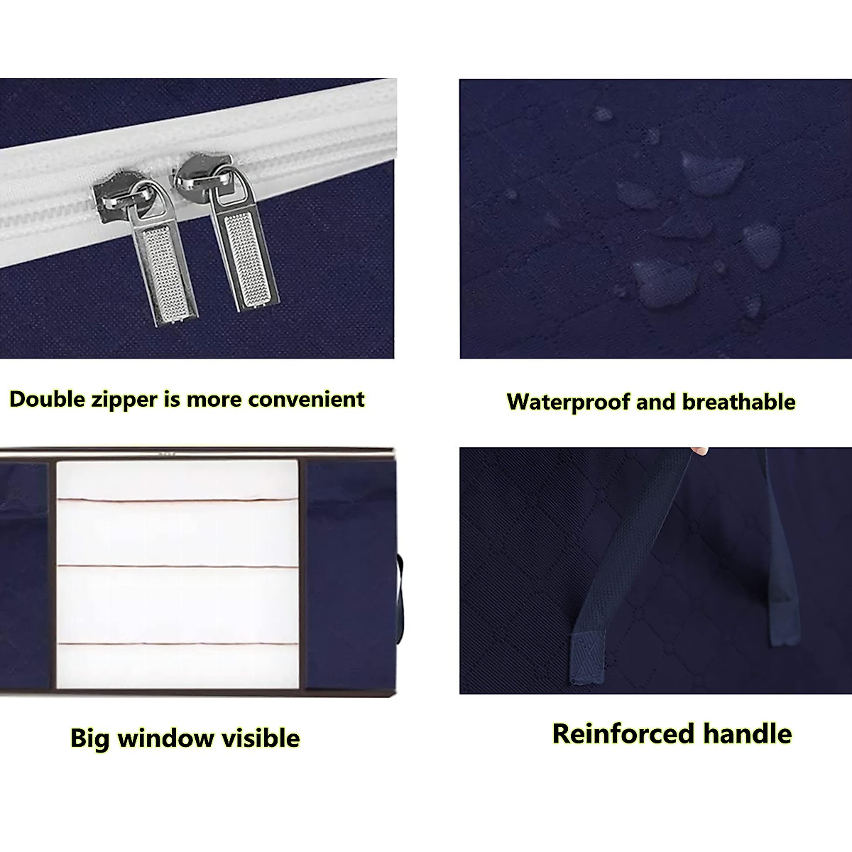 SZLY (2 Pieces) Large-Capacity Clothing Storage Bag with Reinforced Handles and Sturdy Zipper, Suitable for Clothes, Quilts, Blankets