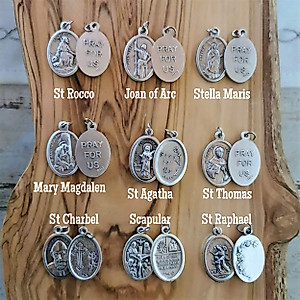 Custom Backpack Name Tags with Catholic Saint Medals - Personalized Bag Nametag