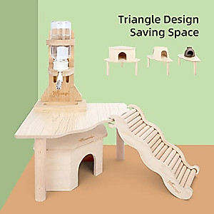 Niteangel Hamster Play Wooden Platform for Dwarf Syrian Hamsters Gerbils Mice Degus or Other Small Pets (Triangle - 5.9'' Height, Burlywood)