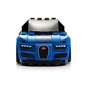 Block Builder Bugatti Racing Car Building Block Set (237 Pieces). Racing Car Building Blocks for Kids and Adults (Blue)
