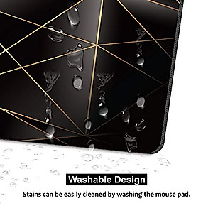 Audimi Mouse Pad Medium Mouse Mat Anti-Slip Base for PC Office Working Gaming, Golden Lines Triangle