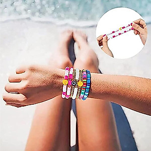 GIGB PBDK Preppy Heishi Bracelets Set Colorful Stretch Clay Pearl Stackable Beaded Bracelets Boho Y2K Beach Layering Bracelets Jewelry for Women