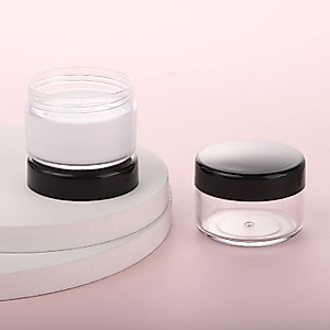 100 Count Small Sample Containers Makeup Jars 15 Gram Cosmetic Containers with Lids Plastic Jars Black Traveling Jars Empty Bottles for Toiletries