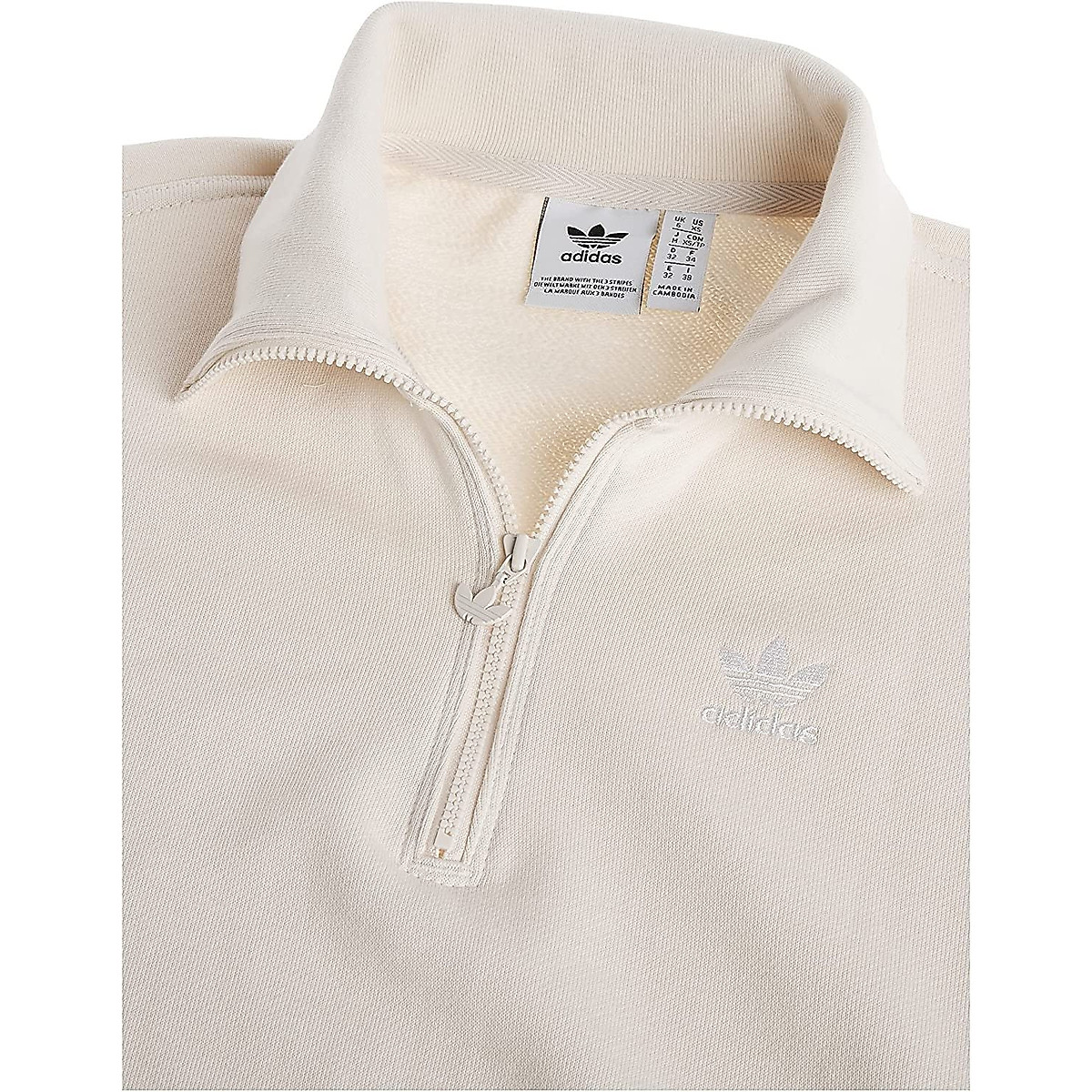 adidas Originals Women's Adicolor Classics Half-Zip Sweatshirt (Medium, Wonder White)