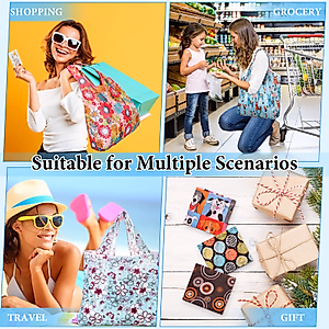 Shappy 25 Pack Reusable Shopping Bags Floral Grocery Bags Foldable Tote Bags Machine Washable Bags for Kitchen Waterproof Lightweight, As Pictures Shown