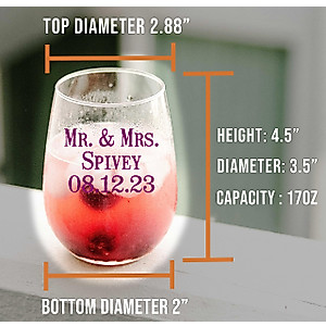Personalized Printed 17oz Stemless Wine Glass, Gifts for Women, Customized Christmas Gifts, Unique Custom Gifts for Mother's Day, Customizable Bridesmaid Birthday Wine Tumbler, Your Text Here