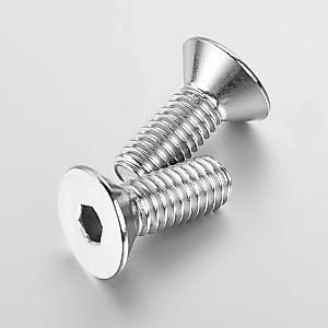 1/4-20 x 1" Flat Head Socket Cap Screws 304 Stainless Steel Bright Finish Full Thread Hex Socket Countersunk Bolts 30pcs