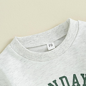 Dewadbow Football Baby Clothes Toddler Sundays are for The Birds Football Sweatshirt Top Pants Set Cute Fall Clothes (Gray, 0-6 Months)