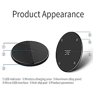 N/A Qi Wireless Charger+External Receiver for Samsung Galaxy A12 A22 A32 A42 A52 A72 4G 5G Black