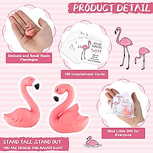 Poen 300 Pcs Employee Appreciation Gifts Flamingo Party Favors Inspirational Gift Include 100 Mini Flamingos Figurine 100 Motivation Cards 100 Organza Bags for Coworker Staff Christmas Thanksgiving