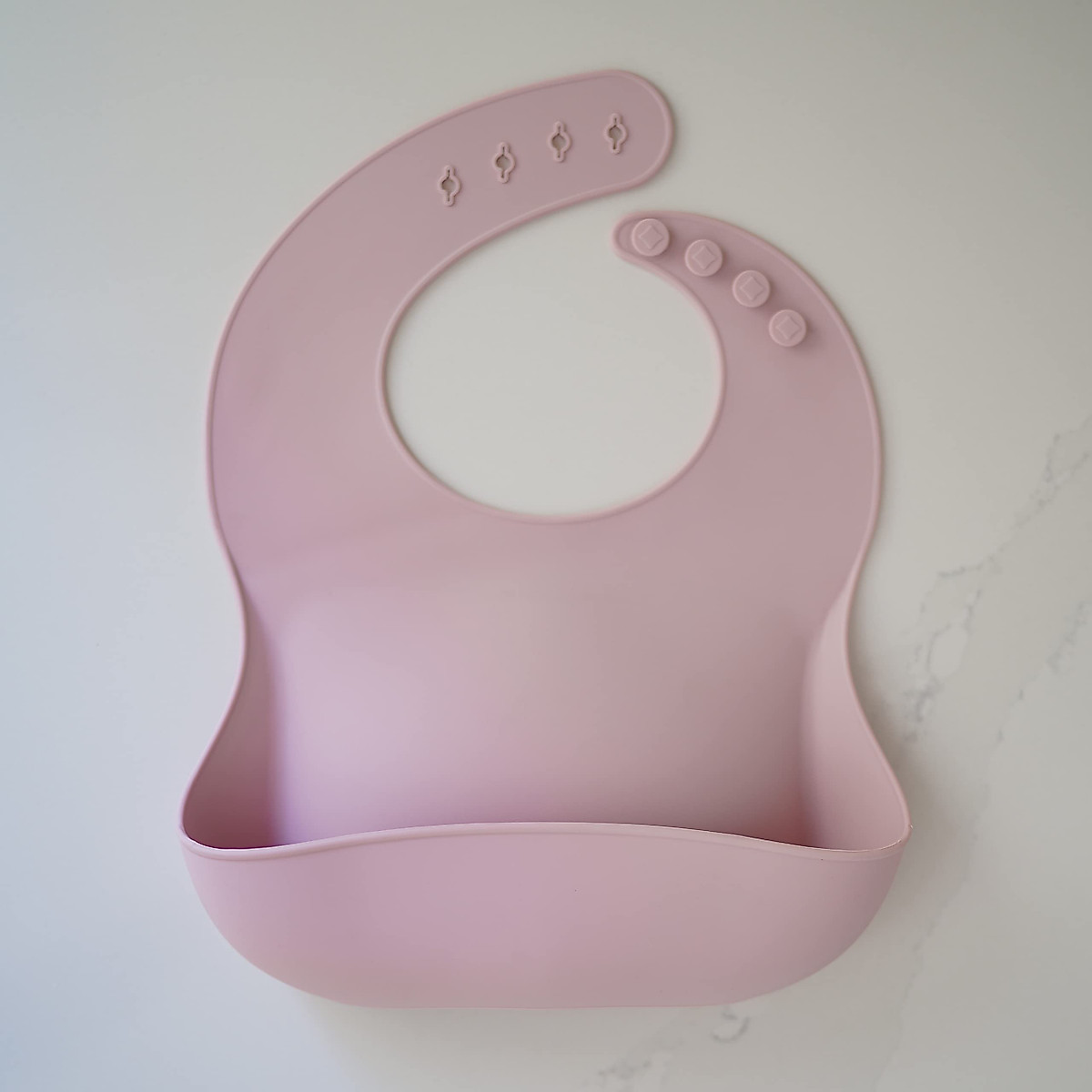 AVA + OLIVER Waterproof Silicone Bib Set with Adjustable Neck Closure - Durable Silicone Bibs for Babies - Set of 2 (Dusty Rose)