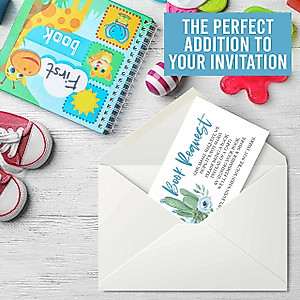 25 Blue Cactus Baby Shower Invitations, 25 Books For Baby Shower Request Cards, Sprinkle Invite Boy, Bring A Book Instead Of A Card, Baby Shower Invitation Inserts Baby Shower Guest Book Alternative