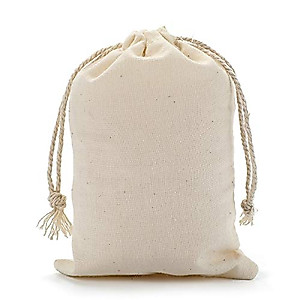 Muslin Bags Drawstring Cotton Bags, Organic Cotton Fabric Bags -50 Pcs 4 by 6 Inch - Natural Cloth Bags Sachet Bags with Drawstring for Party Wedding Home Storage and DIY Craft