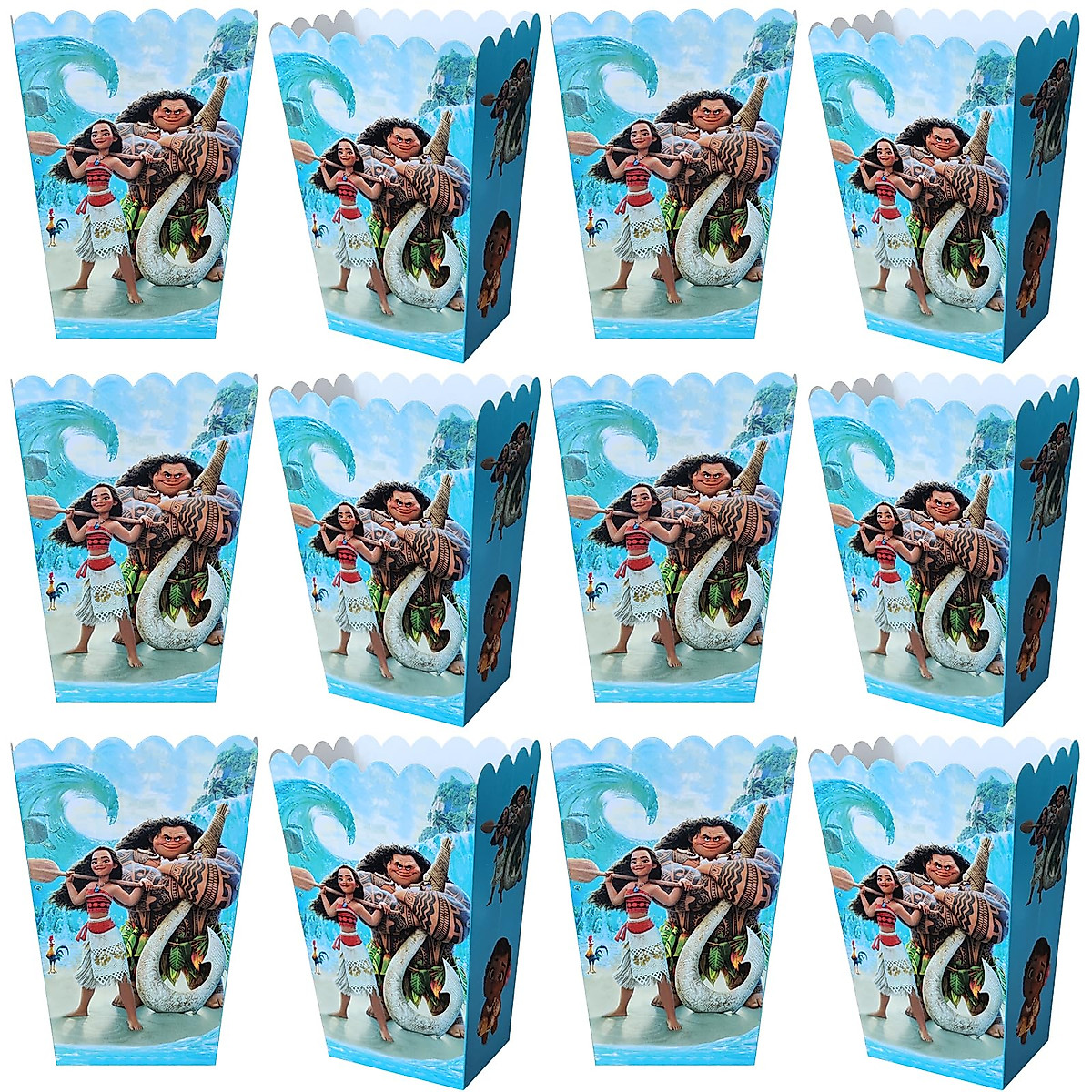 30 PCS Moana Party Popcorn Boxes, Moana Party Favor Boxes Candy Popcorn Boxes for Birthday Party Supplies
