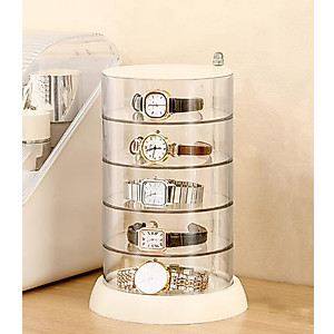 RANNYOZIO Hair Accessories Organizer 360° Rotating Plastic Bathroom Containers for Hair Accessories Cotton Swab Hair Tie Organizer Storage, 5-Layer