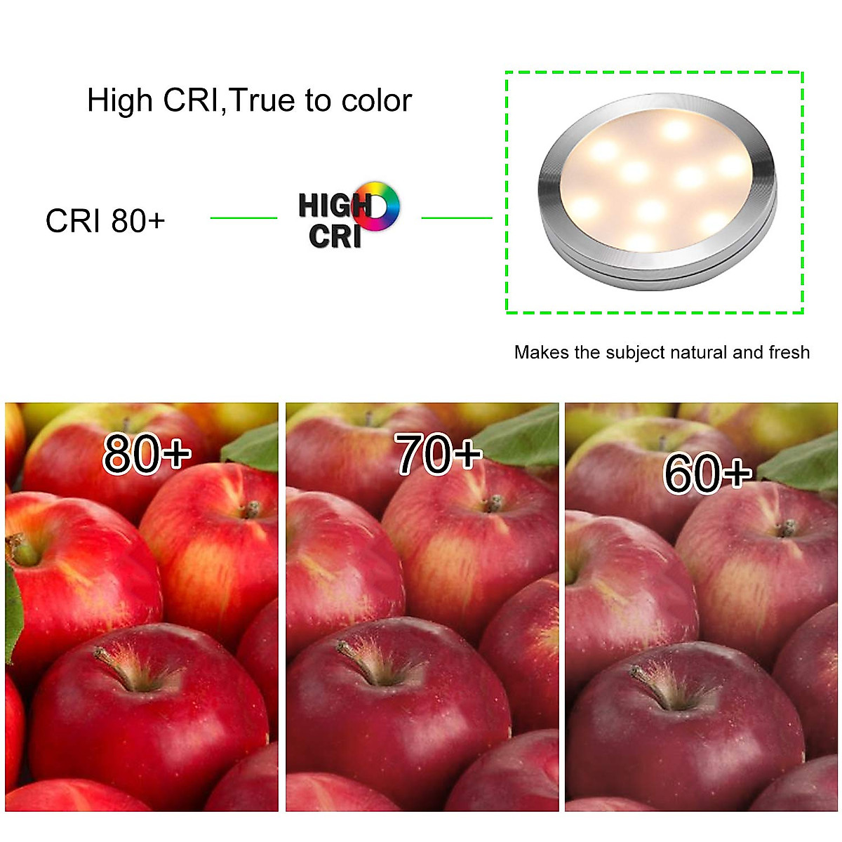 AIBOO Under Cabinet LED Puck Lights Kit with Touch Dimming Switch for Ambiance Atmosphere Night Lighting (4 Lights,Warm White)