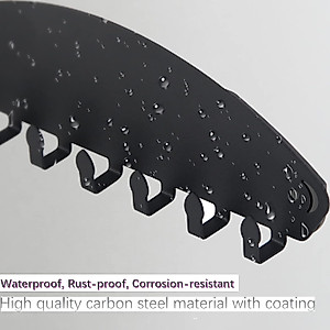 Naranqa Magnetic Hook Rack, Magnetic Key Holder for Wall 7 Hooks, Wall Mount Keychain Hanger for Refrigerator, Metal Cabinet, Grills, Dishwasher (Black)