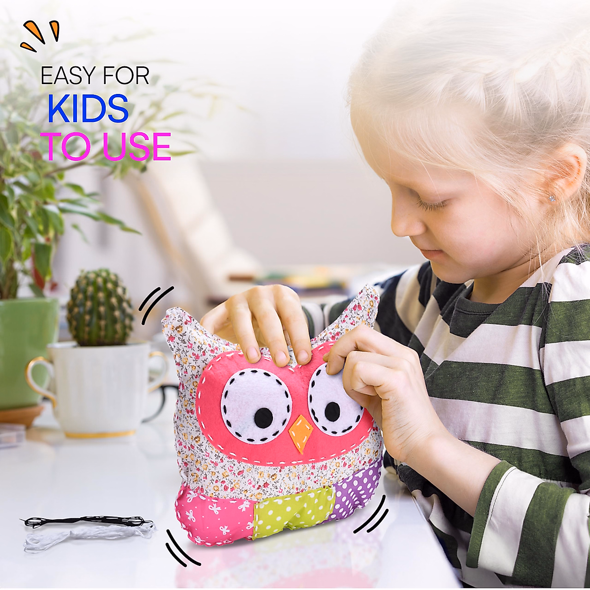 Amazaque Owl Stuffed Pillow - Squishy Super Soft Plush Owl -Huggable Plushies Stuffed Owls Toy - DIY Sewing Craft Plush Animal Pillow Kit - Owl Plush Birthday Surprise Gifts for Boy and Girls,