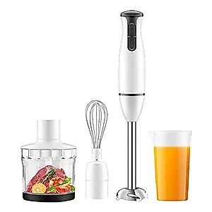 MXJCC Hand Blender, Blender Handheld with Stainless Steel Blade, Milk Frother for Smoothie, Baby Food, Sauces,Puree, Soup (Color : White)