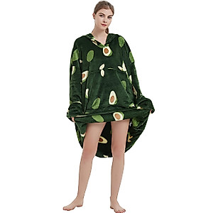 ABENCA Wearable Blanket Hoodie Adult Oversized Sweatshirt Light Flannel Sherpa, Warm and Cozy, One Size Fits All.Avocado