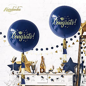 NICROLANDEE 2023 Graduation Navy Blue Party Decorations - 36 Inch Giant Round Balloons with Paper Tassels Garland for Graduation Party, Congrats Grad Party, Photo Prop Backdrop