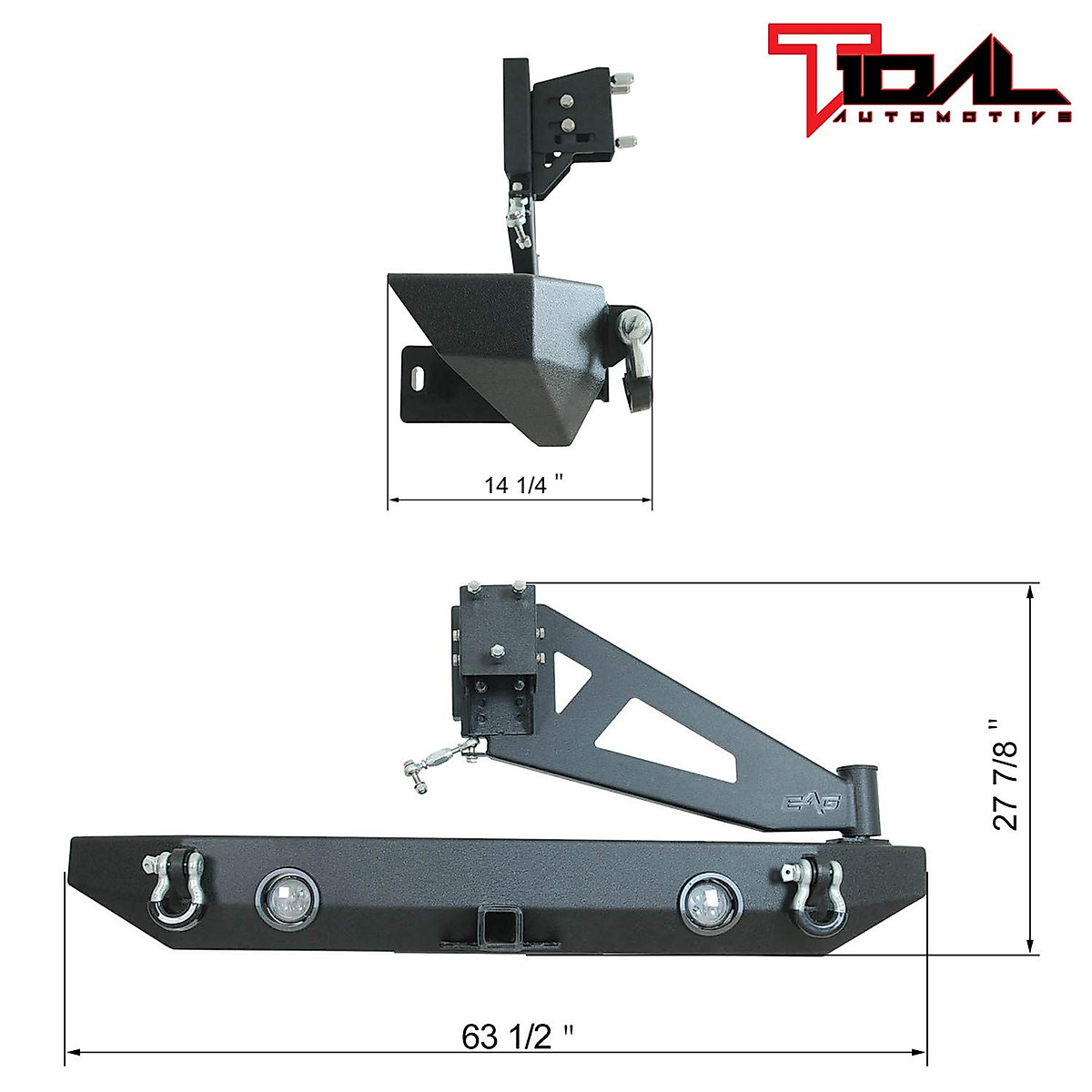 EAG Compatible with JK Rear Bumper with Tire Carrier 07-18 Wrangler