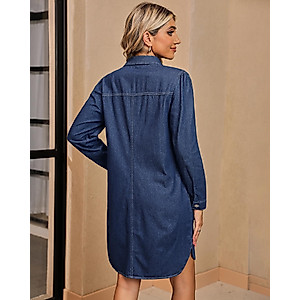 luvamia Spring Denim Dresses for Women 2024 Casual Blue Jean Dresses Denim Tunic Dress for Women Summer Casual Winter New Years Eve Dresses for Women Size Large Size 12 14