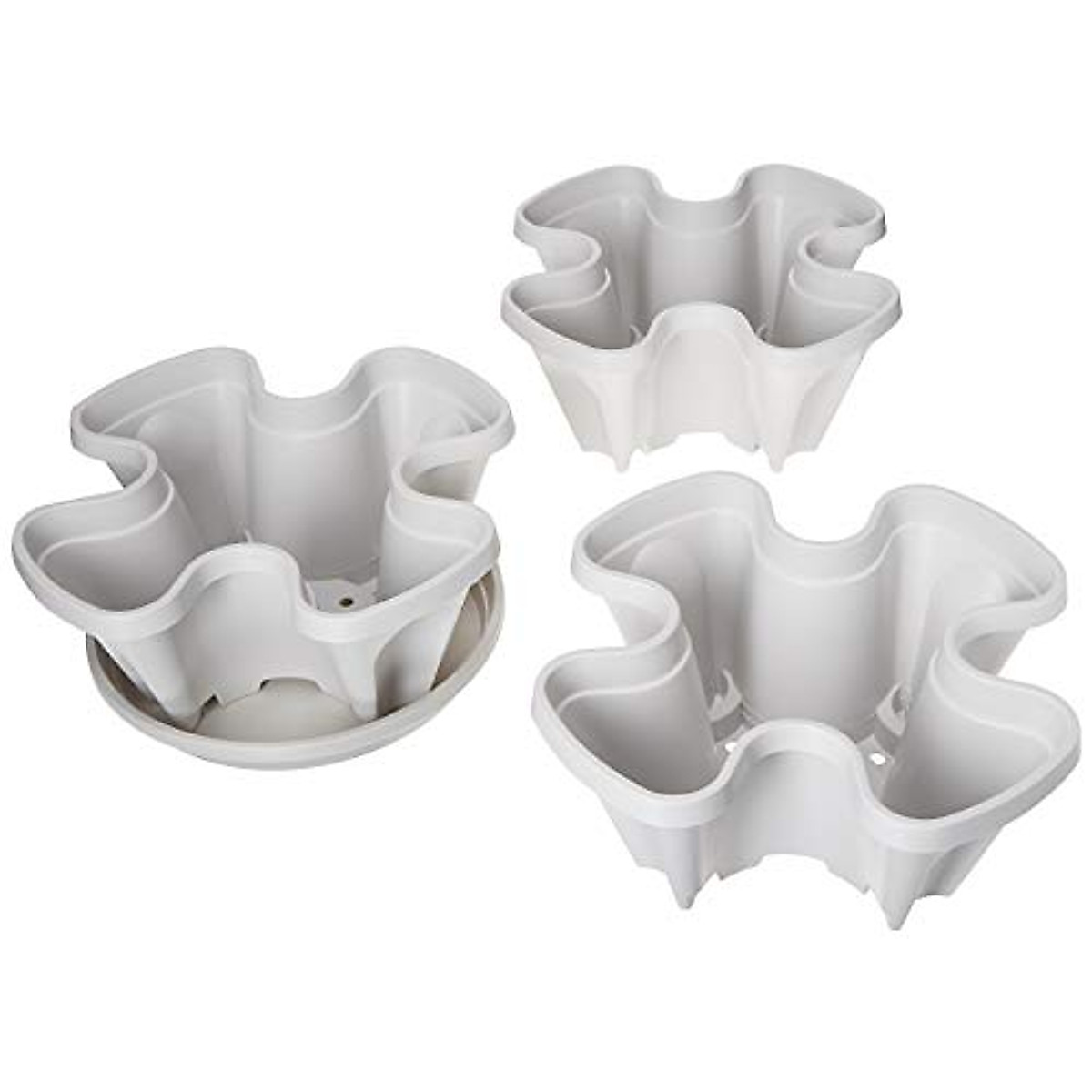 3 Tier Stackable Garden - Indoor / Outdoor Vertical Planter Set - Self Watering Tiers From Top Down - Grow Fresh Herbs In The Kitchen or Patio - Smart Planting Pots - Used for Strawberries Herbs Peppers Flowers and Succulents (Stone)