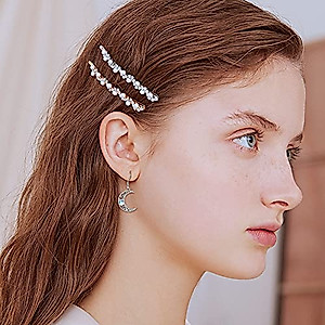 POPLYKE Moonstone Earrings for Women Crescent Moon Sterling Silver Celtic Irish Jewelry Hypoallergenic Gifts for Girl Mother Daughter Sister