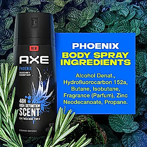 Axe Body Spray Deodorant For Long Lasting Odor Protection, Phoenix Deodorant For Men Formulated Without Aluminum, 4 Oz (Pack of 4)