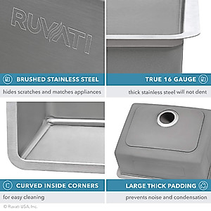 Ruvati 18-inch Undermount Bar Prep Kitchen Sink 16 Gauge Stainless Steel Single Bowl - RVM5916