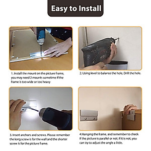 French Cleat Picture Hanger 2 Inches Aluminum Z Hanger Supports 30lbs - Interlocking Wall Mounting Bracket Hardware Kit for Hanging Mirrors, Picture, Shelf, Whiteboard, Art, Frames (2"-2Pairs)