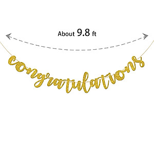 Halawawa Gold Glitter Congratulations Banner, Congrats Graduation/Wedding/Anniversary/Bridal Shower/Engagement/Retirement Party Decorations, Ceremony Party Supplies